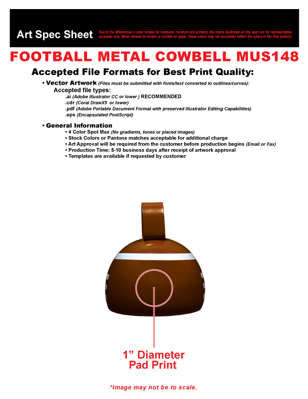 Football Metal Cowbell - Clappers, Maracas & Noise Makers