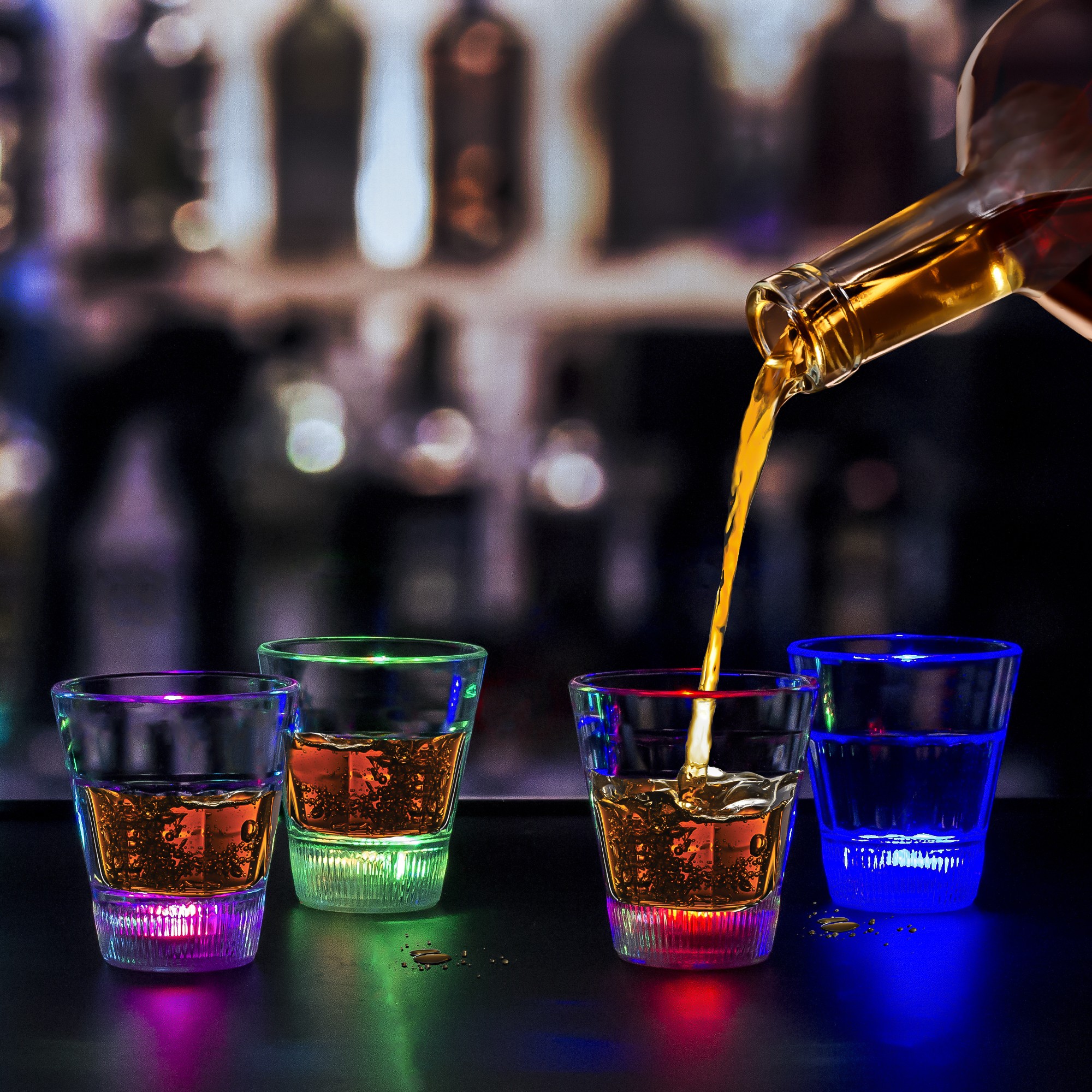 Clear Light Up Shot Glass With Multi Color LEDs 2 Ounce Bar