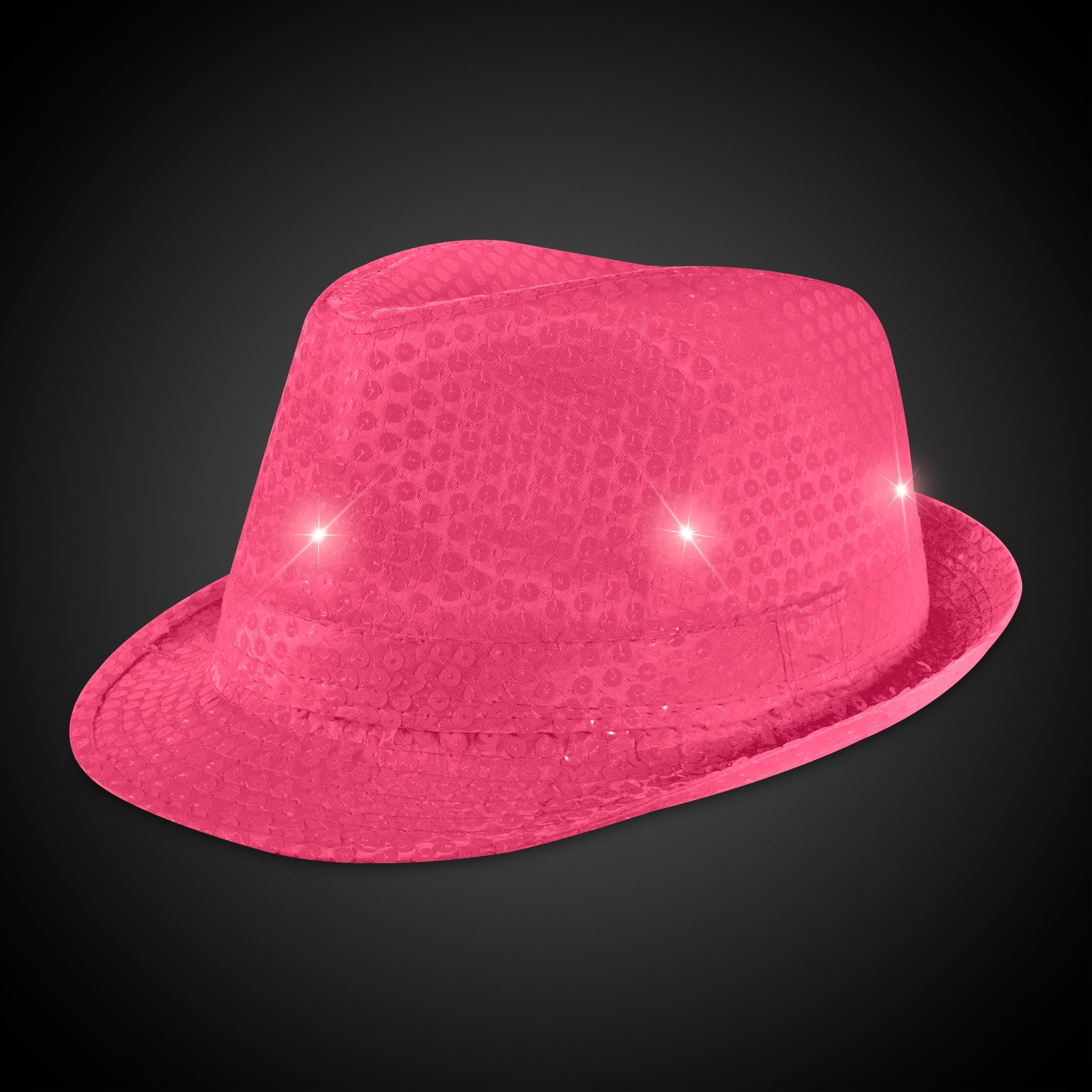Sequin LED Fedora Hats (Imprintable Bands Available) - Unimprintable - Hats