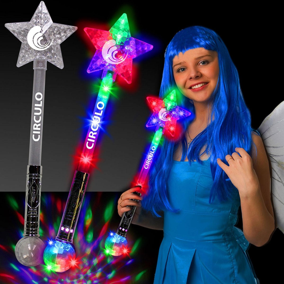 Prism Star LED Wand with Strobe - Light Up Novelties